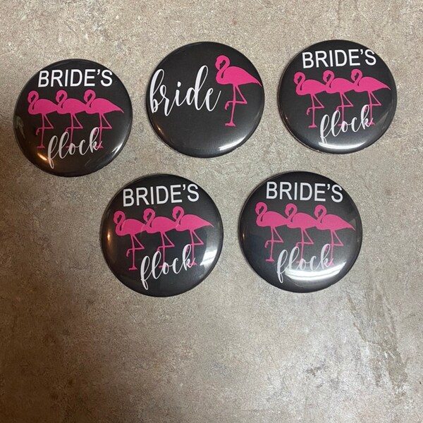 Bride Flock Buttons, Flamingo Favor, Bachelorette Party Decoration ...