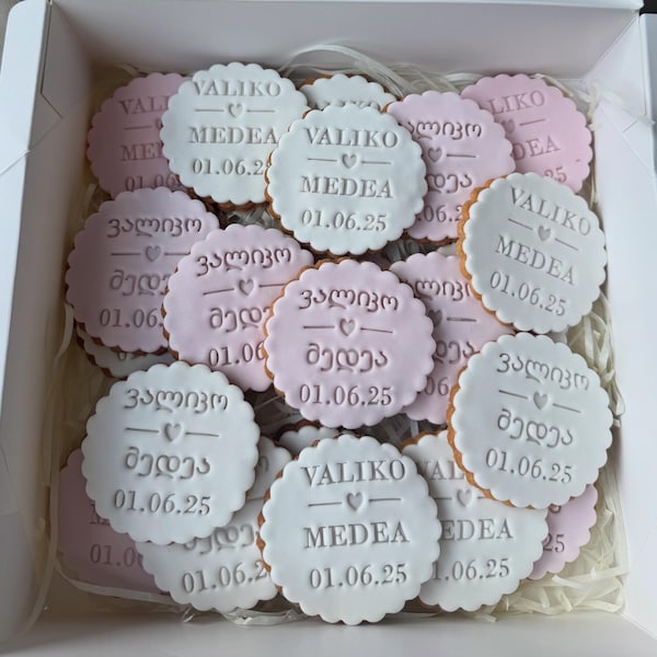 CUSTOM Wedding Names Date With Heart Cookie Biscuit Stamp (fits M&S ...
