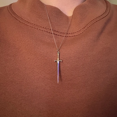 Sword Charm Necklace, Sterling Silver Sword Necklace, Sword Pendant ...