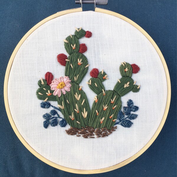 Cactus Embroidery Pattern. Digital Download. 6" Embroidery Hoop. DIY ...