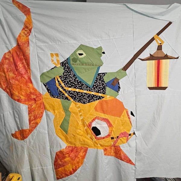 Frog and Goldfish FPP Quilt Pattern | the Quest (PDF Download) - Etsy