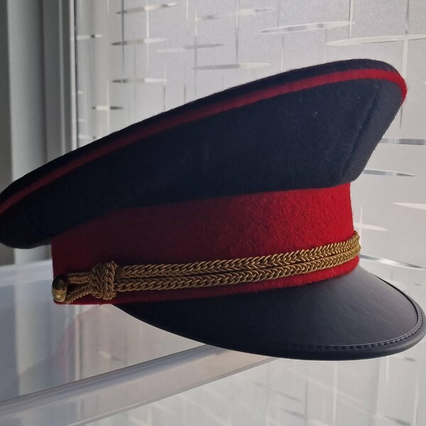 Red and Black Peaked Visor Cosplay Commission Officer Hat, Cap - Etsy