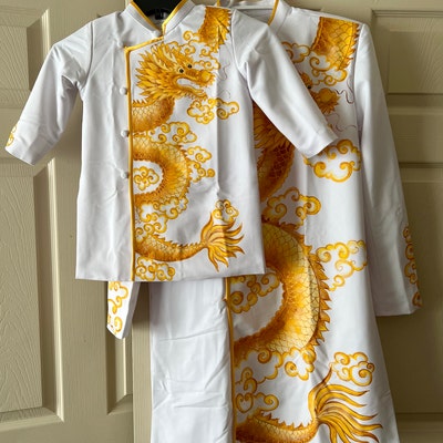 Red Ao Dai Vietnam for Men, High Quality Hand-drawn Vietnamese Traditional Costume, Vietnamese ...