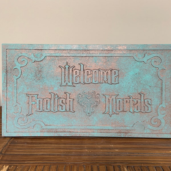 Disney the Haunted Mansion 'welcome Foolish Mortals' Carved Sign Bronze ...