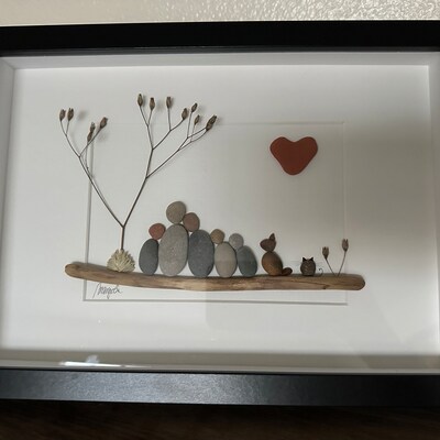 Pebble Art Family of 4, Pebble Art Picture, Pebble Art Family of Four ...