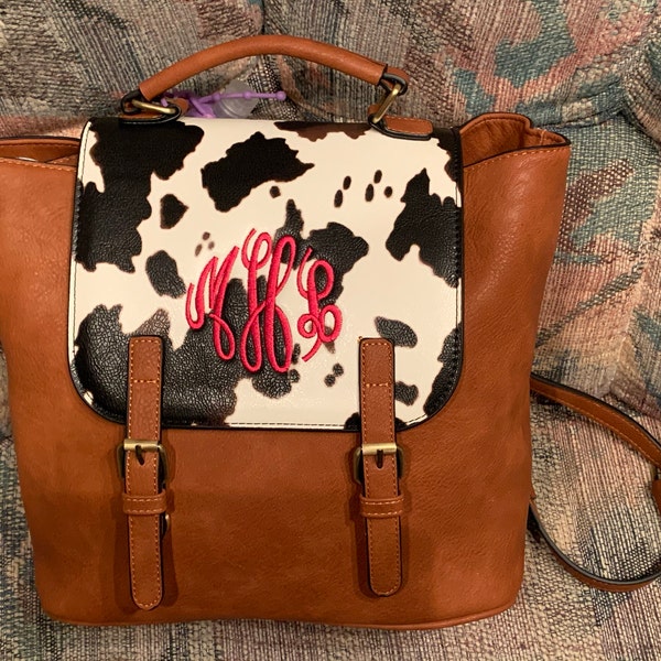 Cow Print Convertible Backpack Shoulder Bag, Personalized Purse ...