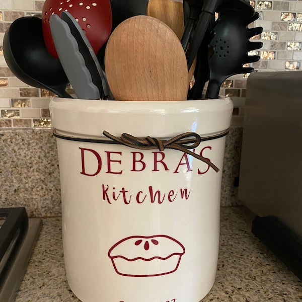 Personalized Kitchen Utensil Crock: Custom Stoneware Spoon Holder - Etsy