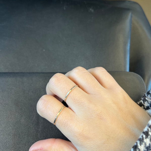 14k Solid Gold Thin Stacking Ring Set, Stacking Ring Set, Gold Stacking ...