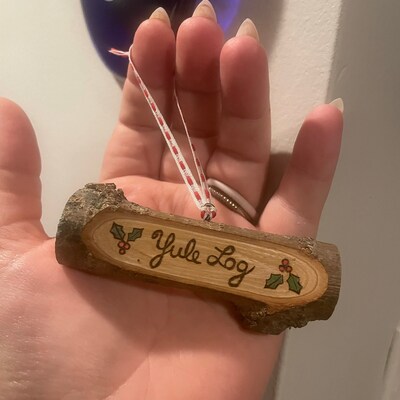 Wood Burned and Hand Painted Yule Log Ornament by Forage Workshop - Etsy