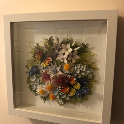 Original 3D Paper Quilling Artwork Botanical Shadow Box Wall - Etsy