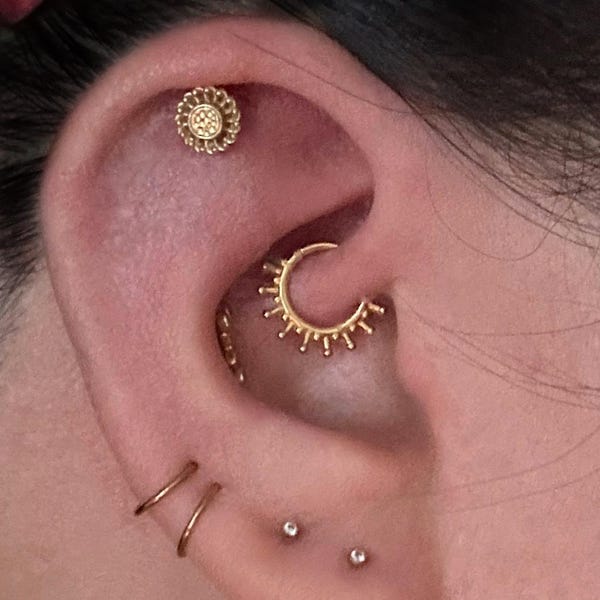 16G Gold Sunburst Daith Jewelry | Cute Daith Earring Clicker | Daith ...