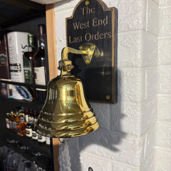 Personalised Last Orders Bell, Home Bar Accessories, Mancave Bell, Dads ...