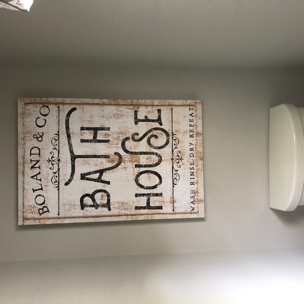 PERSONALIZED Custom Bath House Sign Bathroom Art Family Name and Co ...