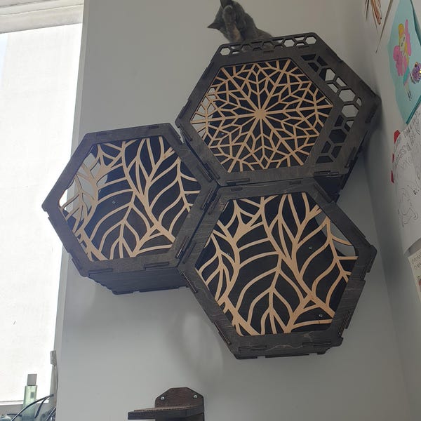 Hexagon Honeycomb Cat Shelves - Stylish Wall-mounted Furniture for Your ...