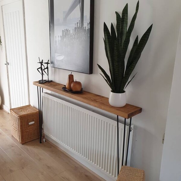 Rustic Console Table With Hairpin Legs, Rustic Hallway Table, Entryway ...