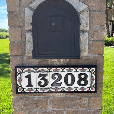 House Numbers Address Tiles Framed Set Custom Address Tiles Sign Hand ...