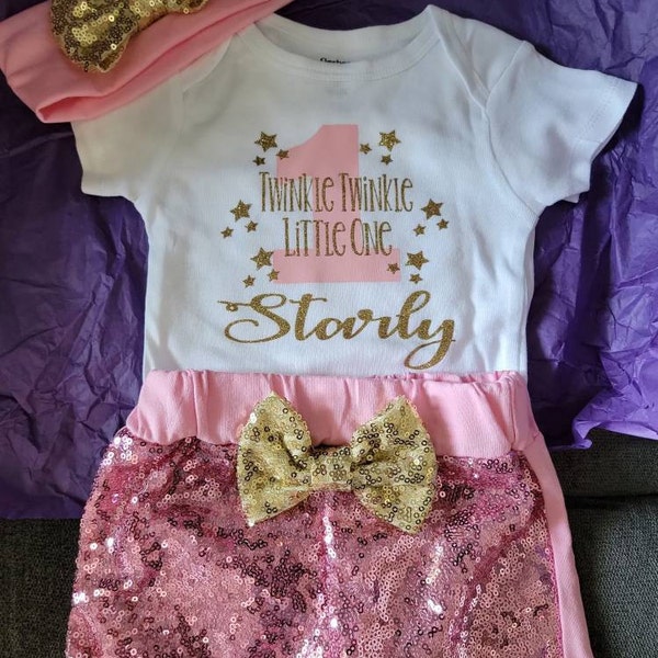 Personalized Twinkle Twinkle First Birthday Shorts Outfit, First ...