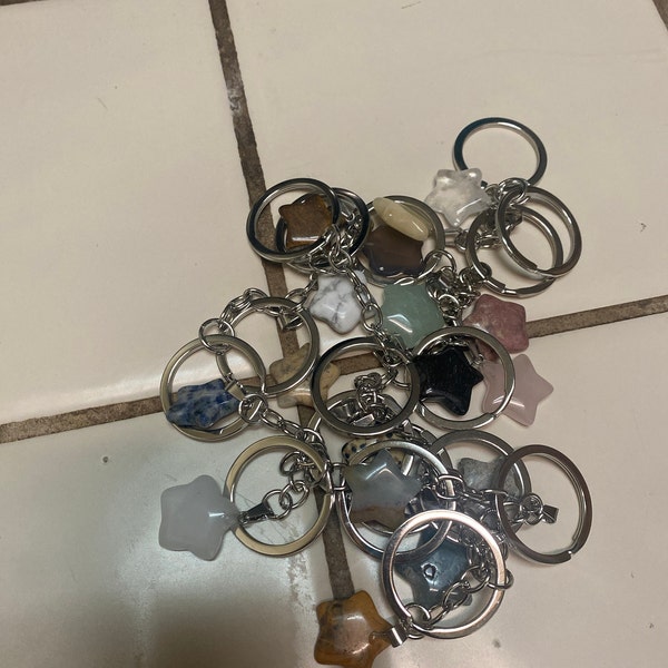 Bulk Wholesale 1-100pcs Mixed Crystal Star Keychain，hand Carved Star ...