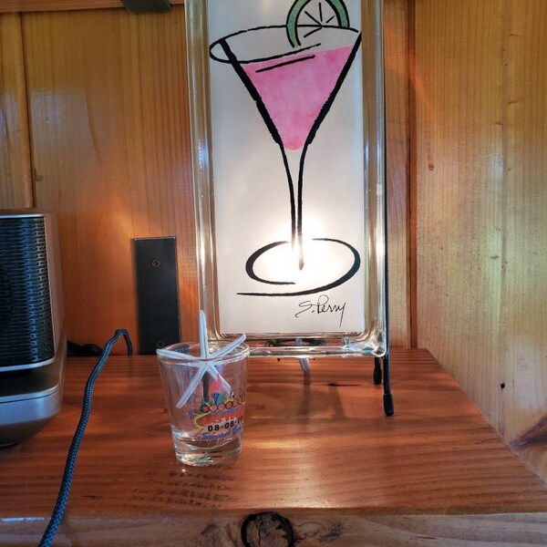 Lotus Lighted Glass Block, Zen Decor, Tropical Decor, Upcycled Retro ...