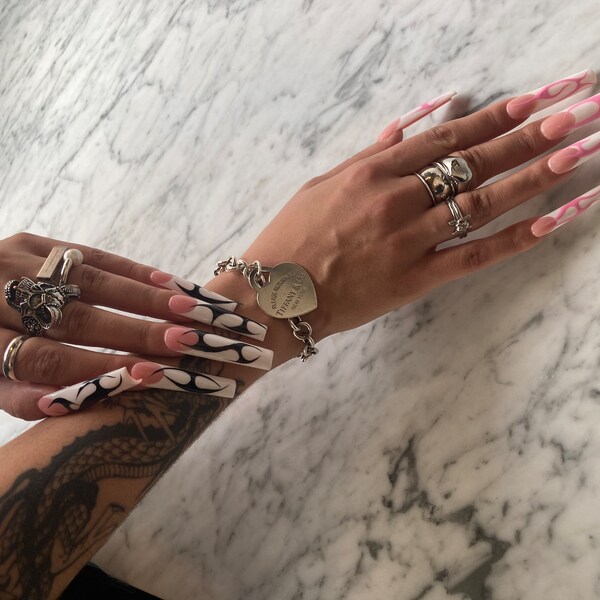 JUNKY MASHUP | 8ball Nails | Tiger Stripe Nails | French Tip | Abstract ...