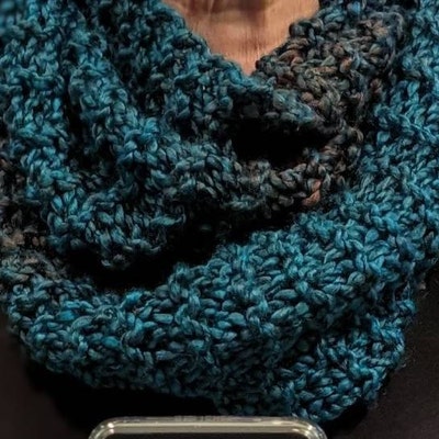 Turquoise Blue Multicolored Infinity Scarf Hand Knit Circle Loop ...