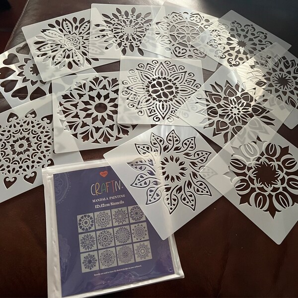 MANDALA DOTTING STENCILS - Set of 12 (12cm X 12cm) – Reusable Stencils for Blackboards, Walls ...