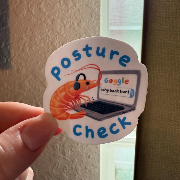 Shrimp Posture Meme Sticker | Glossy Water Resistant Sticker | Cute ...
