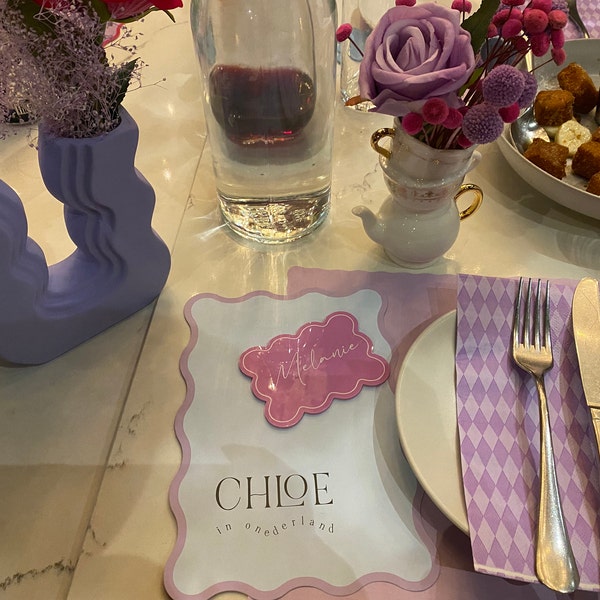 Wave Name Cards | Acrylic + Laser | Personalised, Individual Guests ...