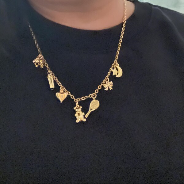 Charm Necklace, Gold Charm Necklace, Custom Charm Necklace ...