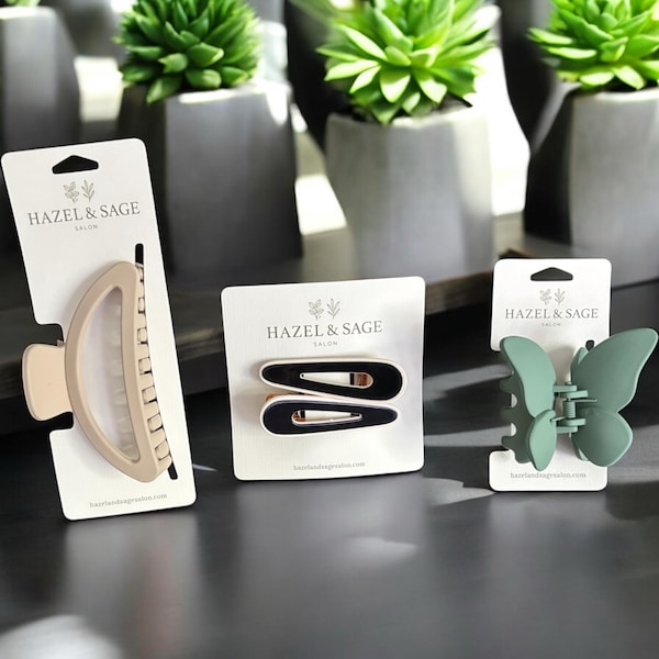 Custom Claw Clip Cards, Packaging and Hanging Cards for 2" and 4" Claw ...
