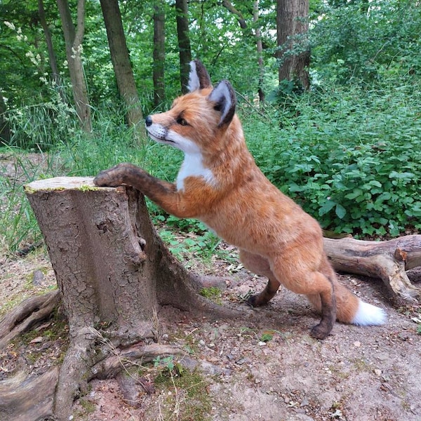 Realistic Plush Fox: Handmade Soft Toy for Wildlife Lovers and Rustic ...