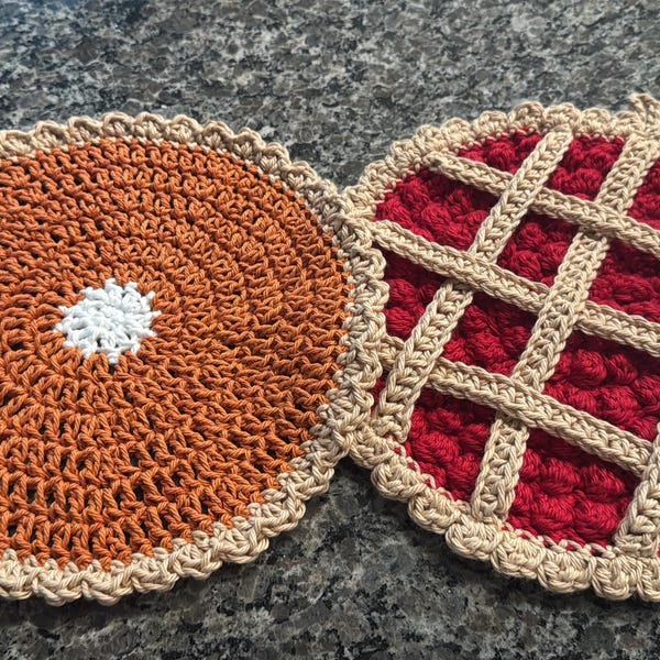 Cherry Pie Trivet Crochet Pattern | Kitchen Decor | Food-themed Crochet ...