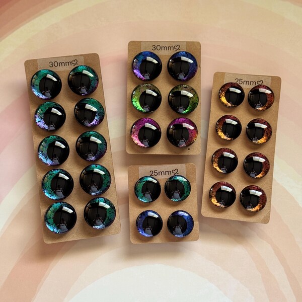 Gemstone Color Shifting Glitter Safety Eyes 30mm 25mm 20mm 18mm Offset ...