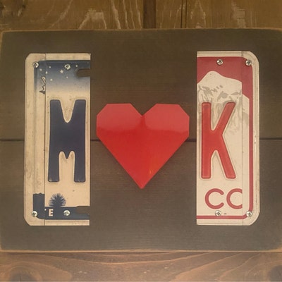 Custom Initials HEART License Plate Sign Unique Anniversary Gift for ...