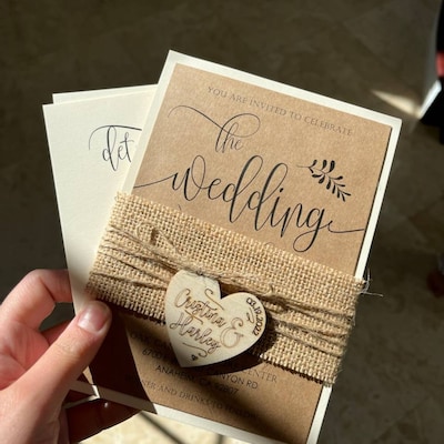 Personalized Rustic Wedding Invitations, Semi Custom Wood Wedding ...