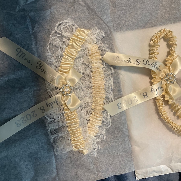 Wedding Garters for Brides, Ivory Bridal Garter Set, Prom Garters for ...