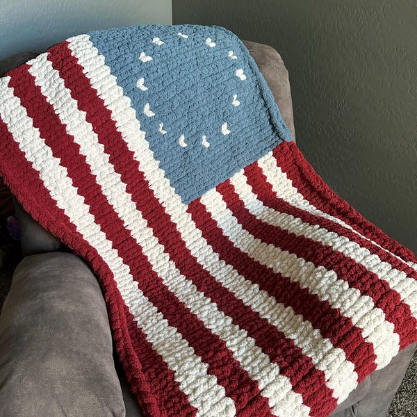American Flag Finger Knit Pattern / Betsy Ross Flag / Finger Knitting ...