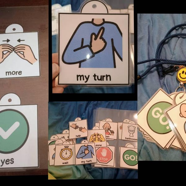 Basic Communication Pecs Board & Cue Cards, AAC Visual Aids, Nonverbal ...