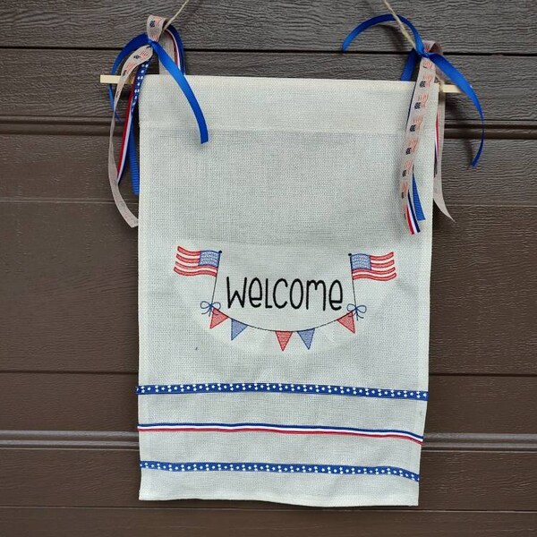 Patriotic Flag & Banner Name Frame Machine Embroidery Design - Etsy