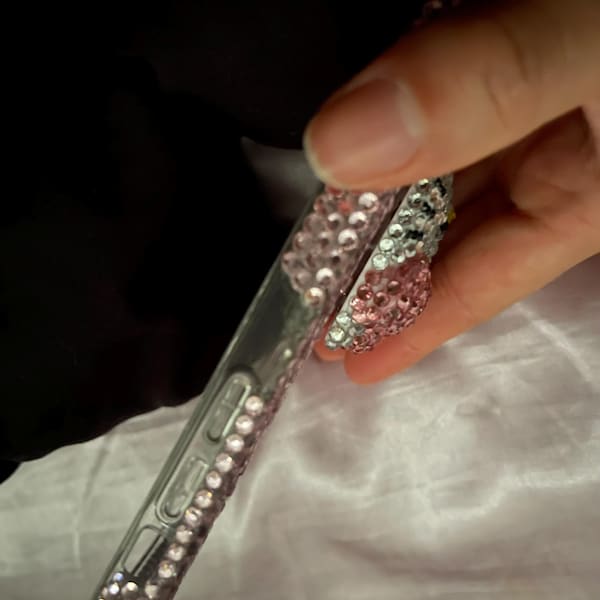 Handmade Blinged Out Glass Rhinestones Pink Bow Kitty Cell Phone Case ...