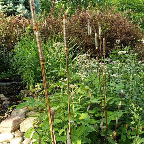 Metal Flowers, "cattails", Garden Art, Steel Flowers, Steel Cattails ...