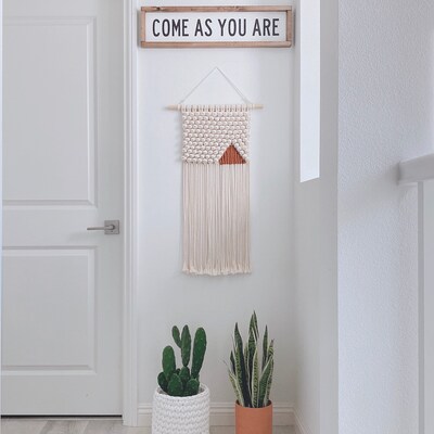 Xlarge Knotted Jute Rope Wall Sculpture With Tall Fringe, Huge Fiber ...