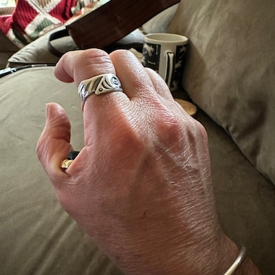 Silver Alaskan Native Style Salmon Ring, Cast in Eco-friendly Reclaimed ...