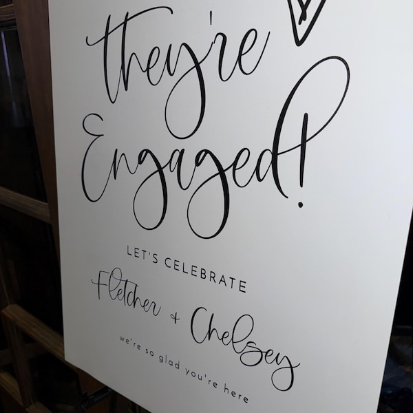 PRINTED + SHIPPED Engagement Party Sign, They're Engaged Sign, Modern ...