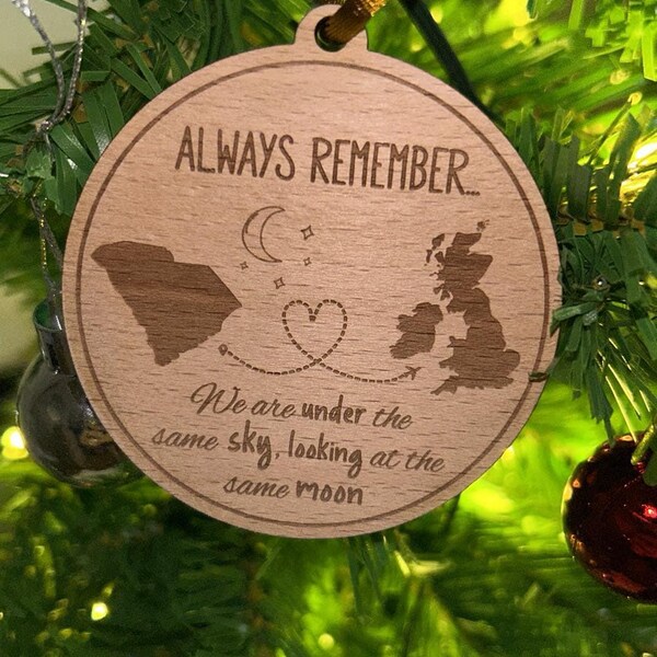 Personalised Under the Same Sky Christmas Bauble, Long Distance Best ...