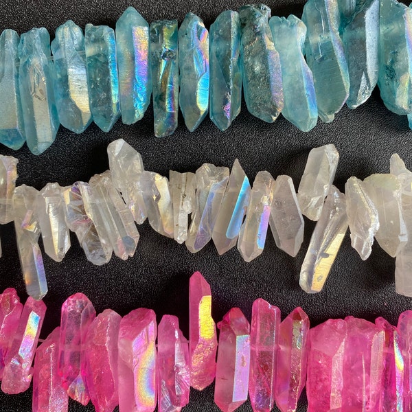 AB Crystal Points Matte Blue Quartz Points Graduated Titanium Quartz ...