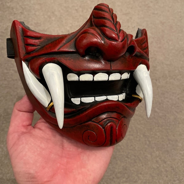 Half Face Assassin Ronin Samurai Mask, Cool Baddass Demon Oni Mempo ...