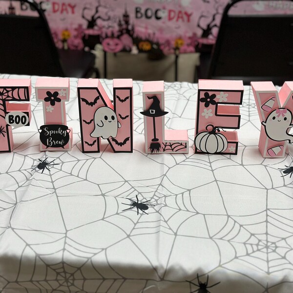 Spooky One 3D Letters, Spooky One Theme, Pink Halloween, Spooky One ...