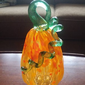 Handmade Blown Glass Pumpkin Fall Spotty Pumpkin With Curly - Etsy