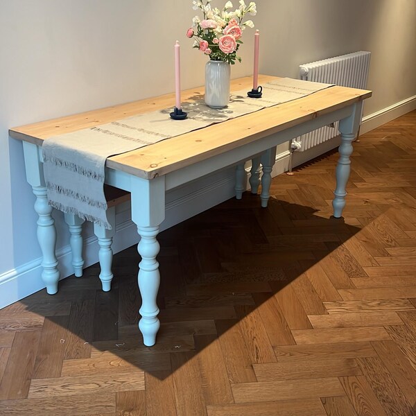 5ft Farmhouse Dining Table Set. Rustic Table With Bench and 4 Chairs ...